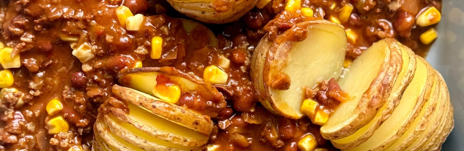 One Pot Chili Baked Hasselback Potatoes - Produce Made Simple